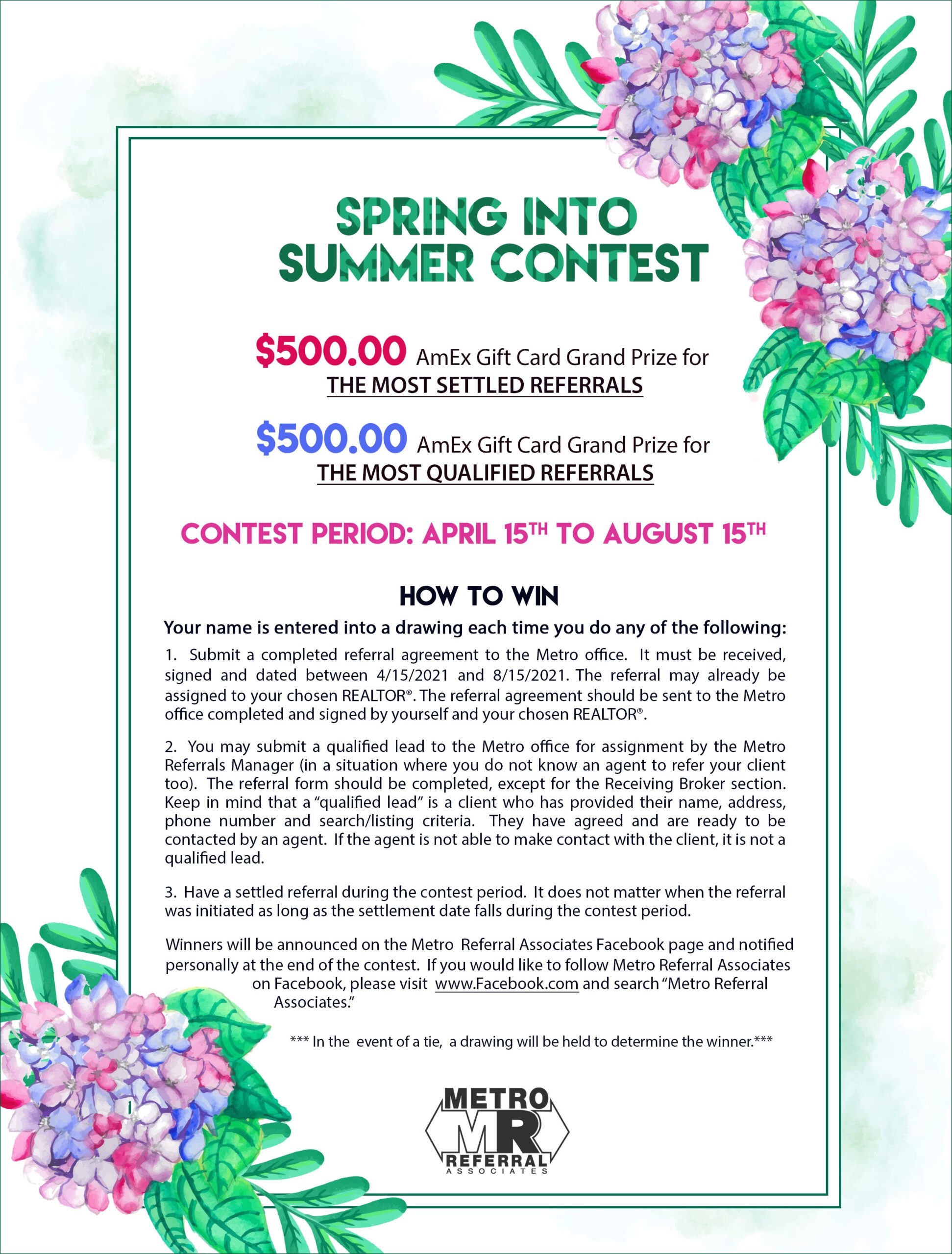 Spring into Summer Contest – Metro Referral Associates
